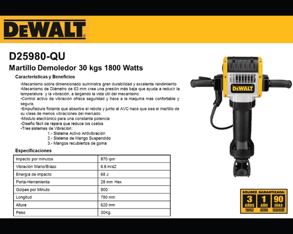 Martillo Demoledor De 30Kg Modelo D25980 DeWALT